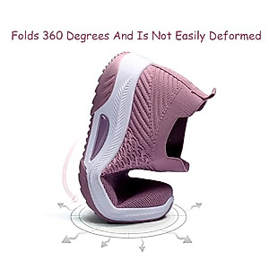 Women's Knitted Mesh Slip On Sock Sneakers,Breathable Upper Lightweight Platform Walking Nursing Shoes with Arch Support for Plantar Fasciitis (Grey,9)