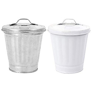 2pcs Mini Garbage Can IMIKEYA Table Trash Can Recycling Metal Counter Top Garbage Bin Small Paper Basket
