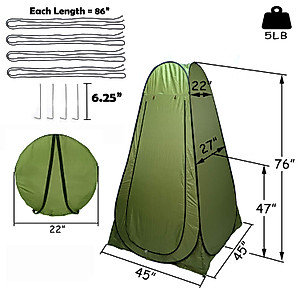 XKMT- Beach Portable Pop Up Changing Tent/Outdoor Privacy Tent/Camping Toilet Tent/Window Rain Shelter/Foldable with Carry Bag [P/N: ET-OUTDOOR005-GREEN]