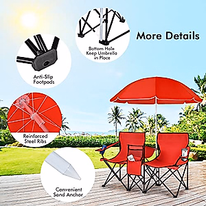 ReunionG Folding Camping Chairs, 60D x 20.5W x 35H Inch, Red