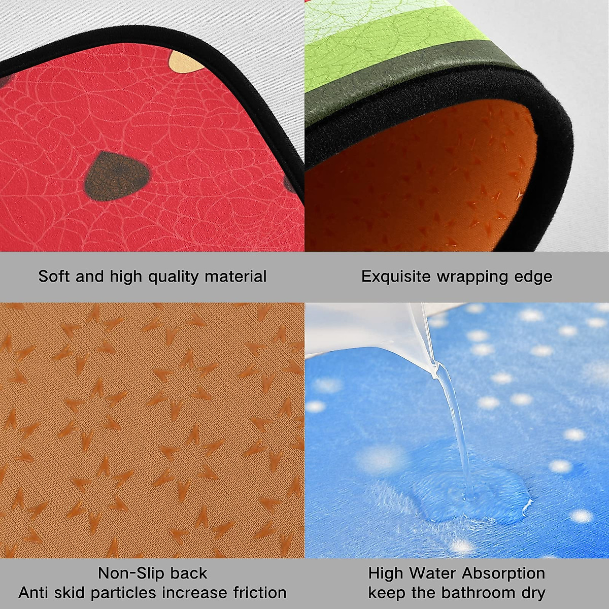 ALAZA Watermelon Red Fruit 2 Piece Kitchen Rug Floor Mat Set Runner Rugs Non-Slip for Kitchen Laundry Office 20" x 28" + 20" x 48"