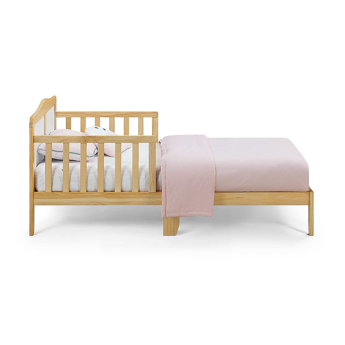 CITYLIGHT Toddler Bed Frame with Safety Guardrails, Solid Wood Toddler Bed for Kids, Boys & Girls, Easy to Assemble- Greenguard Gold Certified, Natural/White