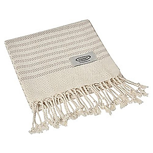 La Hammam Turkish Hand Towels Set of 2, 18"x36", Cotton, Ultra Soft, Absorbent & Quick Dry, Decorative Hand Towel for Bathroom, Kitchen, Hair, Dishcloth, Tea, Yoga, Face, Gym & Spa Shiran Beige