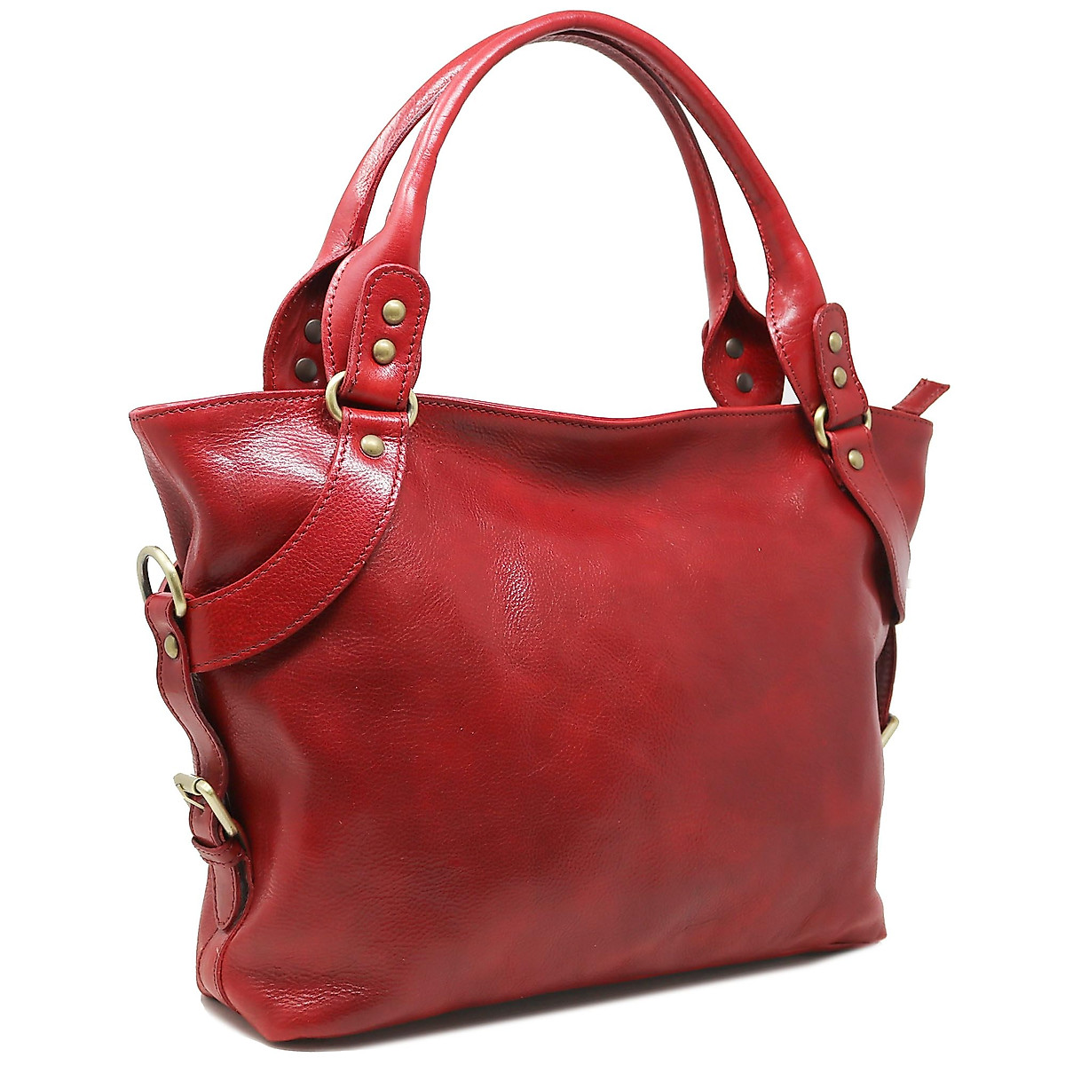 Floto Taormina Bag in Italian Calfskin Leather - handbag, shoulder bag, hobo (Tuscan Red)