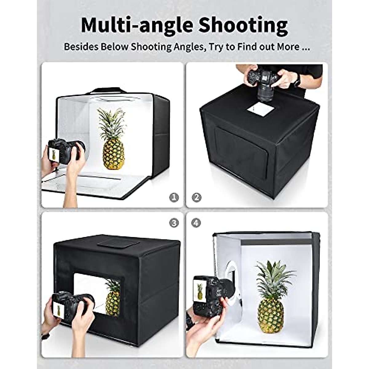 Glendan Portable Light Box Photography, 16"x12" Professional Dimmable Photo Box with 112 High Color Rendering Index LED Lights & 8 Color PVC Backdrops for Jewelry and Small Item Product Photography