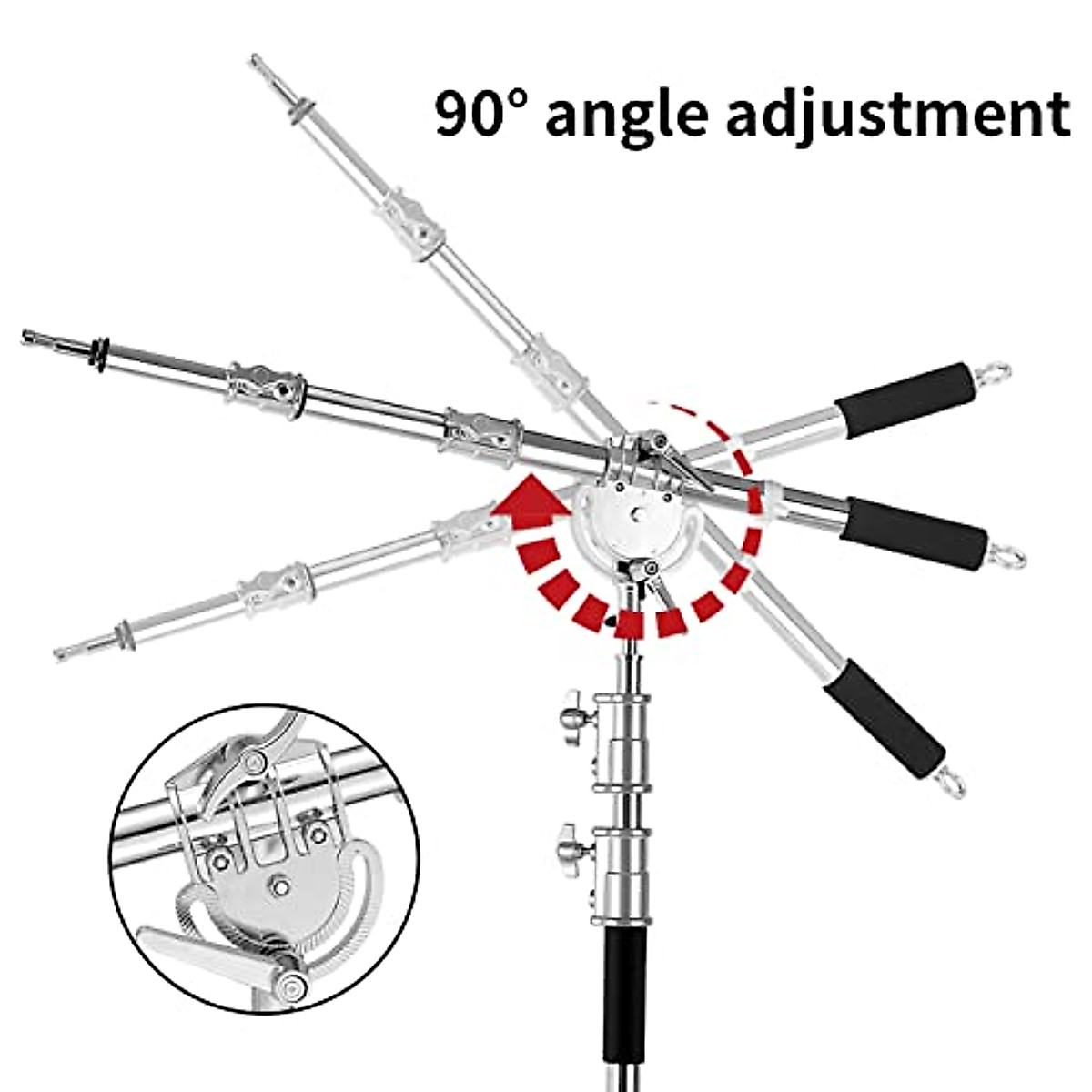 Heavy Duty Extension Boom Arm Bar for Photography C Stand and Light Stand,Adjustable 3.6-8.2ft Crossbar Holding Arm with Sand Bag for Softbox,Studio Strobe,Monolight,LED Video Light,Reflector ect.