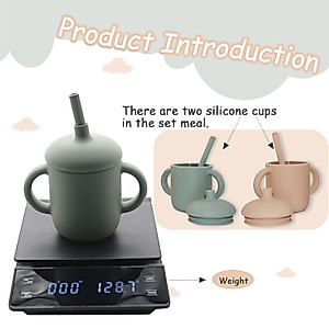 DONGMEI Silicone Straw Cup, silicone sippy cups for baby, 100% Soft Silicone Straw Trainer Cup For Infant, silicone sippy cup baby, 5 Oz (Pink & Armygreen 2 Pieces)