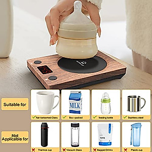 Mug Warmer Coffee Warmer for Desk - Cup Warmer Candle Warmer Plate Auto Shut Off Tea Warmer Milk Electric Smart Heated Beverage Temperature Setting Waterproof Office Home Gifts Wood Grain1