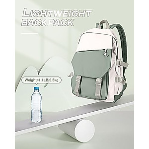 UPPACK Backpack small backpack for women aesthetic college backpack travel backpack Hiking Preppy Backpack for Men Lightweight Casual Daypack（Grey Green）