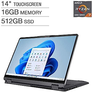 2022 Lenovo IdeaPad 5 Pro Laptop, 14" 2K (2240 x 1400) IPS 100% sRGB 16:10 Touch Display, AMD Ryzen 5 5600U,16GB RAM, 512GB PCIe SSD, Two Type-C Port, Webcam, Backlit KB, Win 11