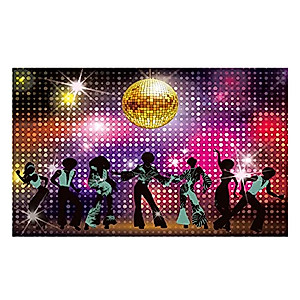 Allenjoy Vintage 70s Disco Decoration Backdrop for Parties Shining Neon Dancer Night Photography Background Glow Grazy Birthday Banner Photo Booth Props