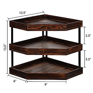 Elsjoy Countertop Wood Corner Shelf, 3-Tier Cabinet Wooden Corner Shelf Kitchen Counter Organizer Shelf, Cabinet Corner Rack for Pantry, Kitchen Storage