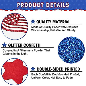 300 Pcs Independence Day Star Table Confetti Patriotic Red White Blue Sequin Sprinkles Confetti Decorations 4th of July Glitter Confetti for National Day American Theme Memorial Day Party Decoration