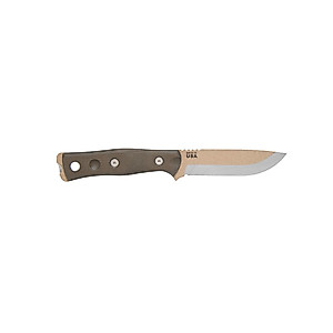 Tops Knives Fieldcraft by Brothers of Bushcraft Coytoe Tan Full Tage Fixed Blade- Coyote Tan Coating Finish- Coyote Tan Kydex Sheath w/Rotating Spring Steel (Green Canvas Micarta Handle)