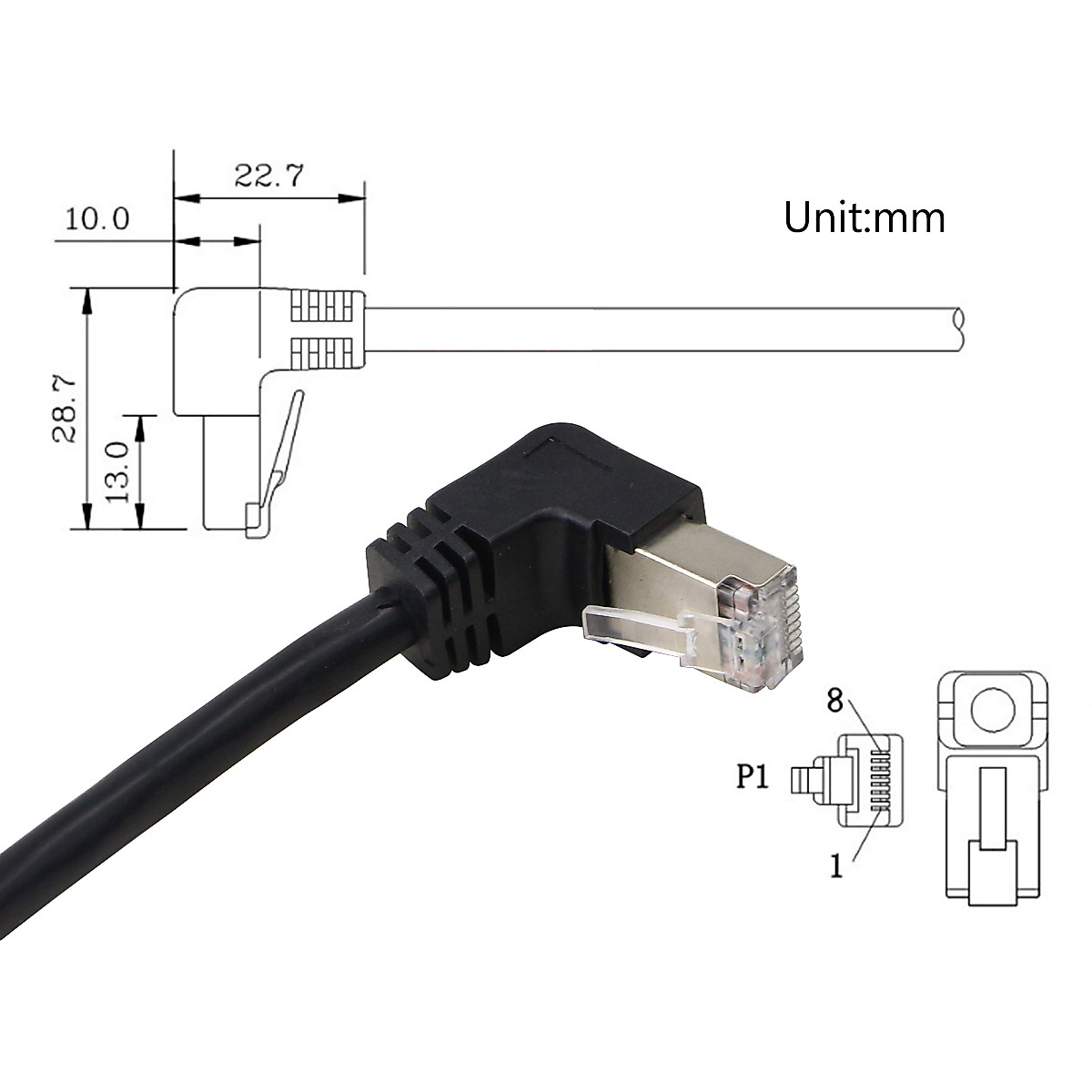 SinLoon RJ45 Ethernet Adapter Cable 90 Degree Upward Male to Famale Ethernet Switch Adapter Cable for CAT 5/CAT 6 LAN Ethernet Socket Connector Adapter Cat5 Cat6 Cable(Upward)