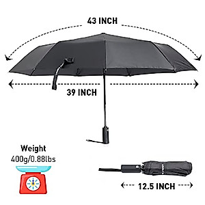 LOVELY RAIN 2 PACKS Travel Umbrella Compact Windproof Automatic Folding Umbrellas (Black + Black)