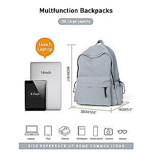 Blue Simple School Backpack for Girls Boys, Waterproof Bookbag for Women Men, College Student School Bag, Lightweight Travel Rucksack Casual Daypack, Laptop Backpacks