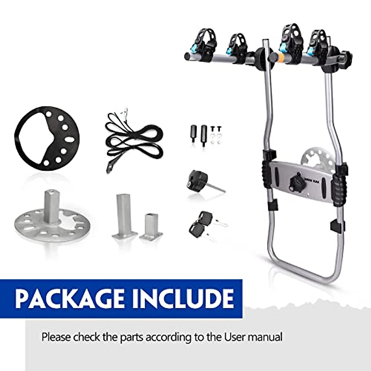 BUNKER INDUST 2-Bike Spare Tire Rack Adjustable Bolt-On Spare Tire Rack,75 lb. Capacity Spare Tire Bicycle Carrier