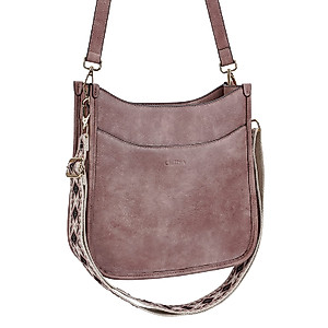 Caitina Women's Shoulder Handbags Trendy Vegan Leather Crossbody Bag Purses For Women,with 2PCS Adjustable Strap Hobo Handbag(Mod Pink)