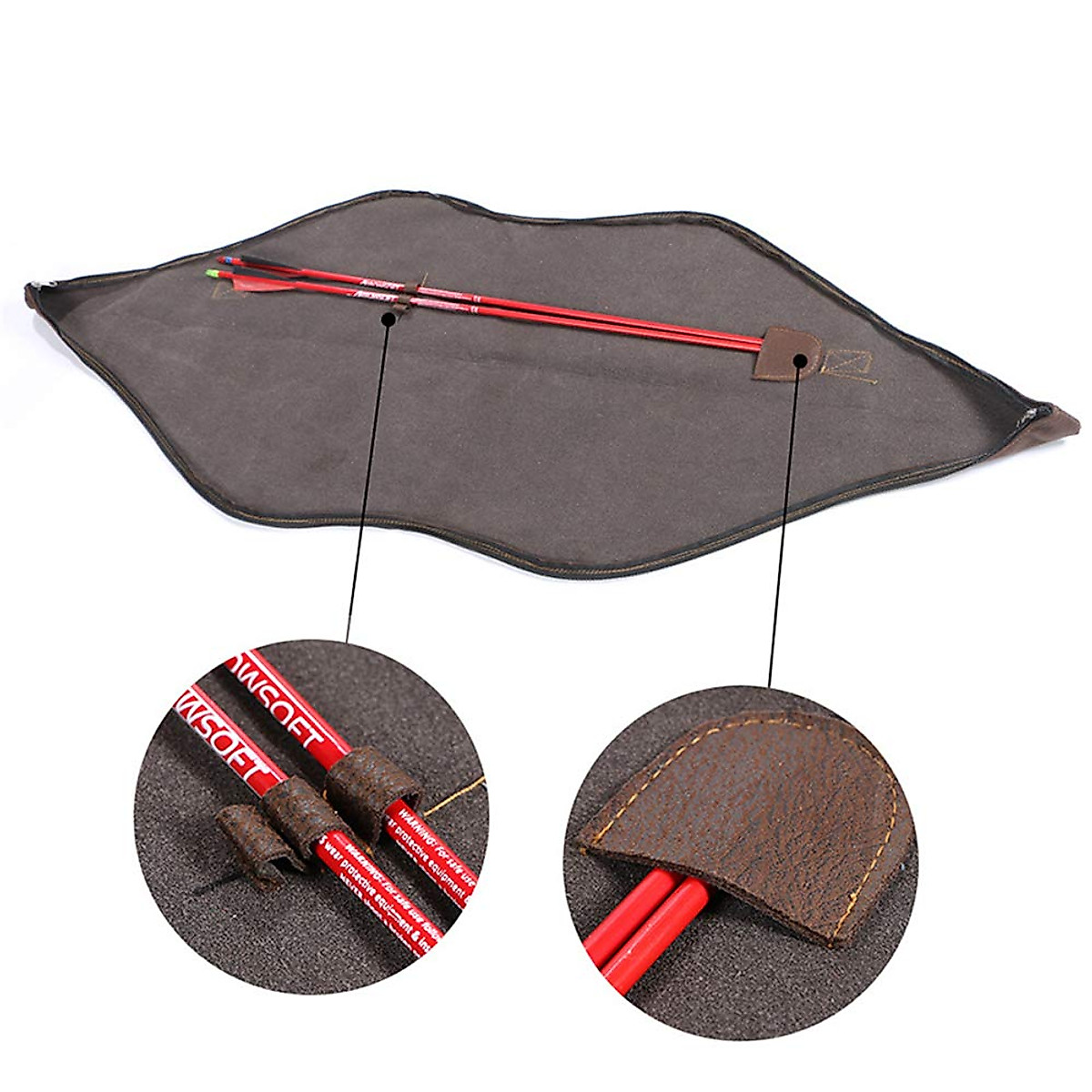 UNISTRENGH Traditonal Longbow Case Recurve Bow Bag PU Leather Brown One-piece Bow Cases (47.2inch(120cm))