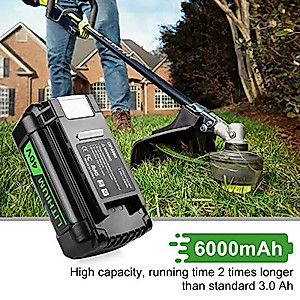 Powilling 40V 6.0Ah Lithium-Ion Battery for Ryobi 40-Volt Cordless Power Tools Li-ion Battery OP4015 OP4026 OP40201 OP40261 OP4030 OP40301 OP4040 OP40401 OP4050 OP4050A OP40501 OP40601