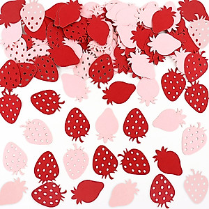 Keaziu 100PCS Strawberry Confetti Strawberry Table Pink and Red Confetti for Baby Shower Themed Bee Birthday Table Decoration Supplies (red)