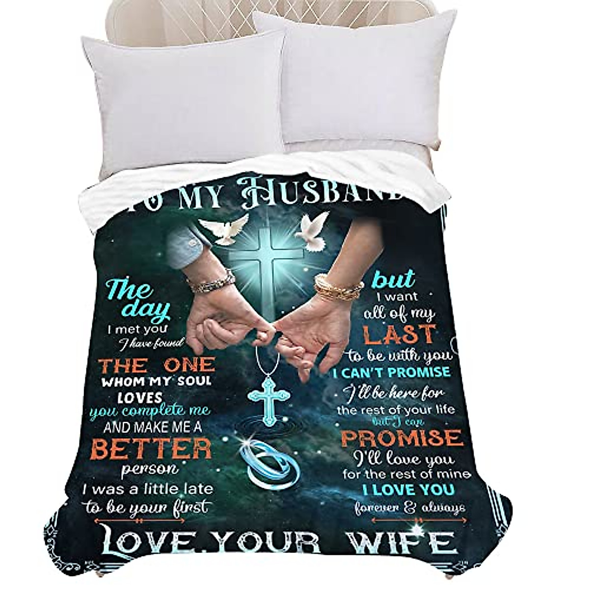 YIBZEE to My Husband Blanket - Cozy Soft Flannel Fleece Gift Blanket for Travel Sofa Bed Lightweight Warm Throw Blanket Birthday Christmas Valentine's Day Gifts (to My Husband, 60 x 50in)