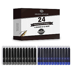 Dryden Designs Fountain Pen - Medium and Fine Nibs | Includes 24 Ink Cartridges and Ink Refill Converter | Calligraphy Pen, Consistent Writing, Smooth Look - Royal Red