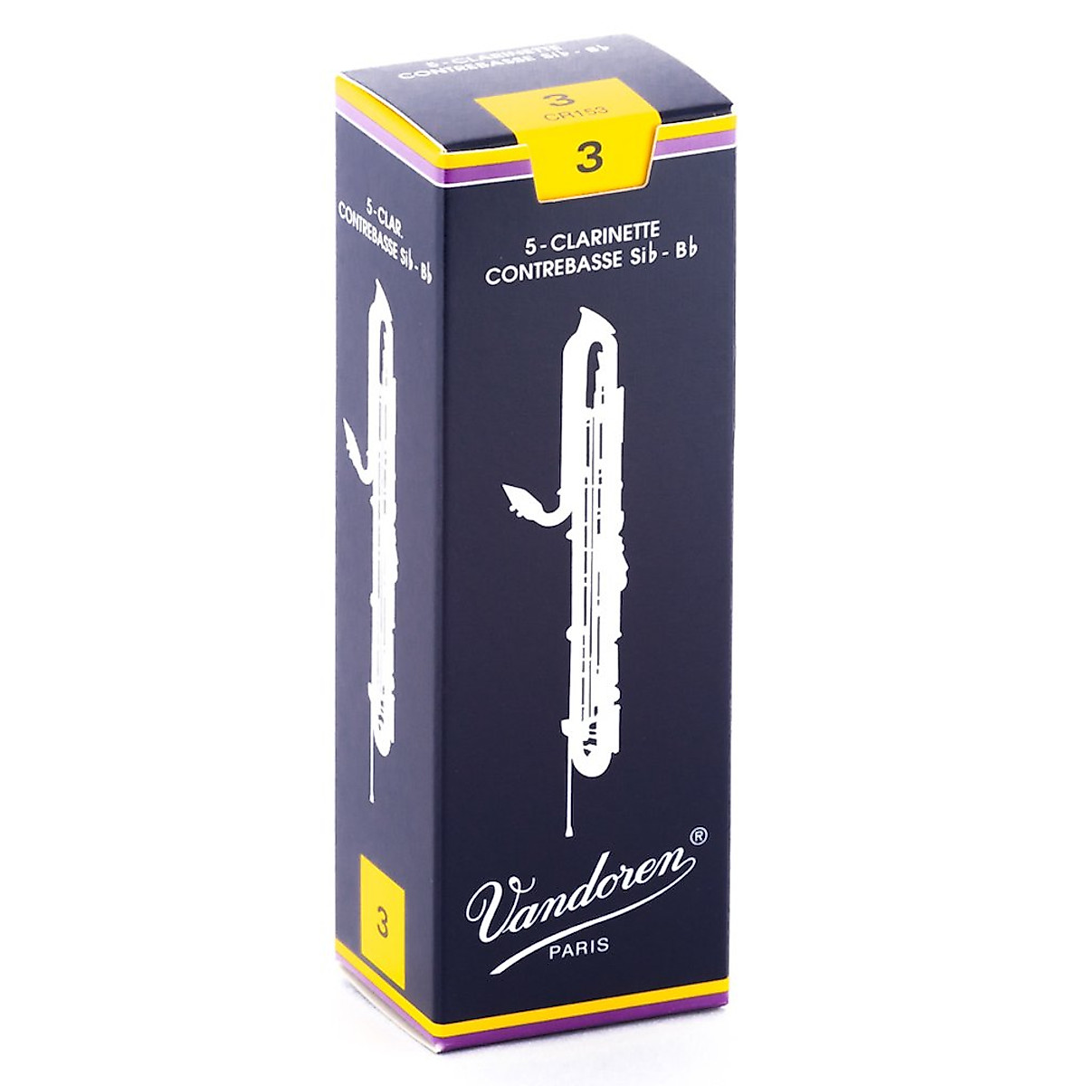 Vandoren CR153 Contrabass Clarinet Traditional Reeds Strength 3; Box of 5