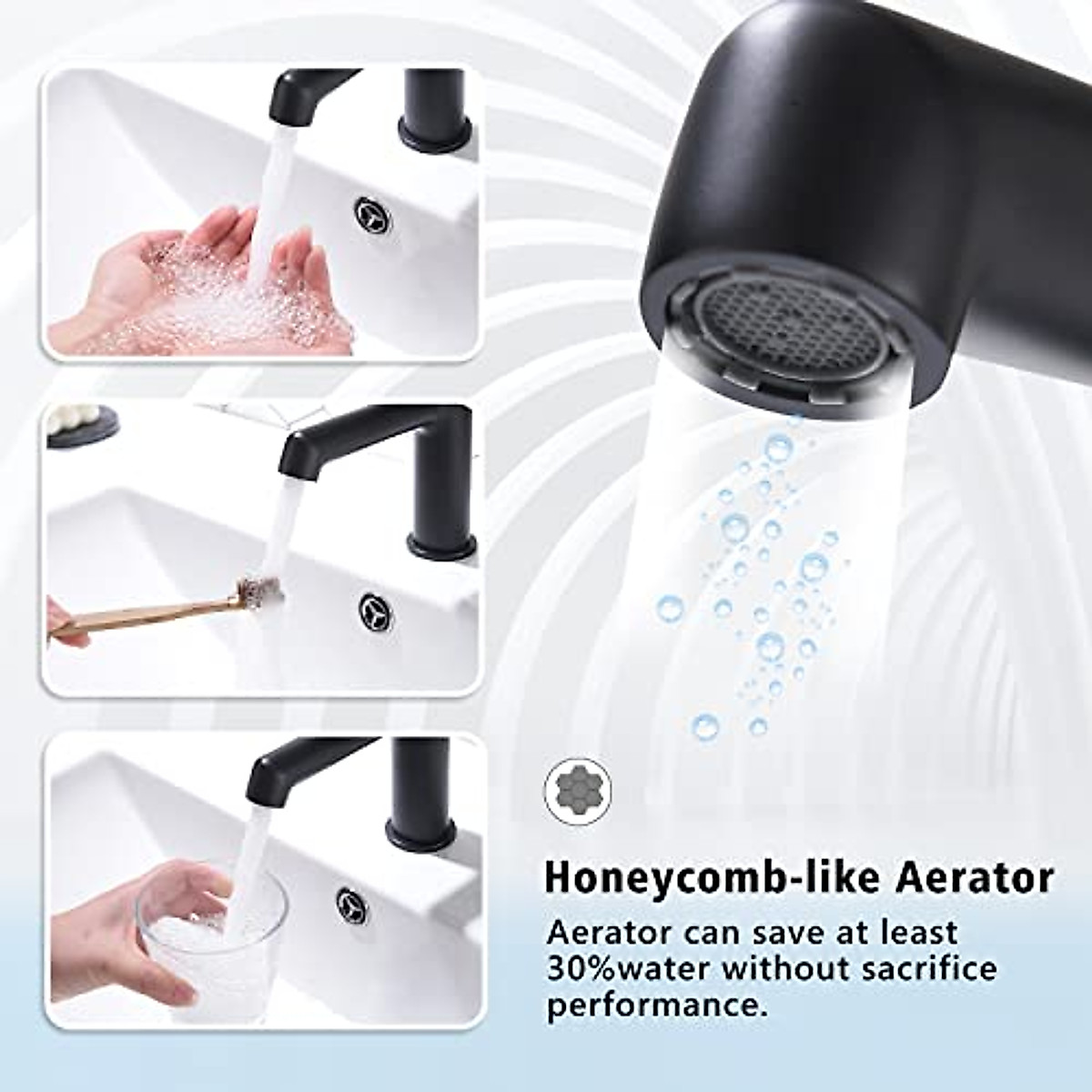 Fapully Modern Bathroom Sink Faucet Single Hole Single Handle, Bathroom Vanity Faucet, Bathroom Vessel Faucet, Matte Black