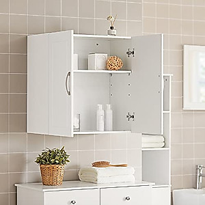 Haotian FRG231-W, White Kitchen Bathroom Wall Cabinet, Garage or Laundry Room Wall Storage Cabinet, White Stipple, Linen Tower Bath Cabinet, Cabinet with Shelf