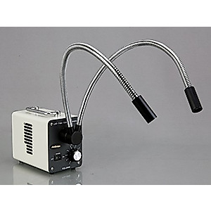 AmScope LED-20WY 20W LED Fiber Optic Dual Gooseneck Lights Microscope Illuminator