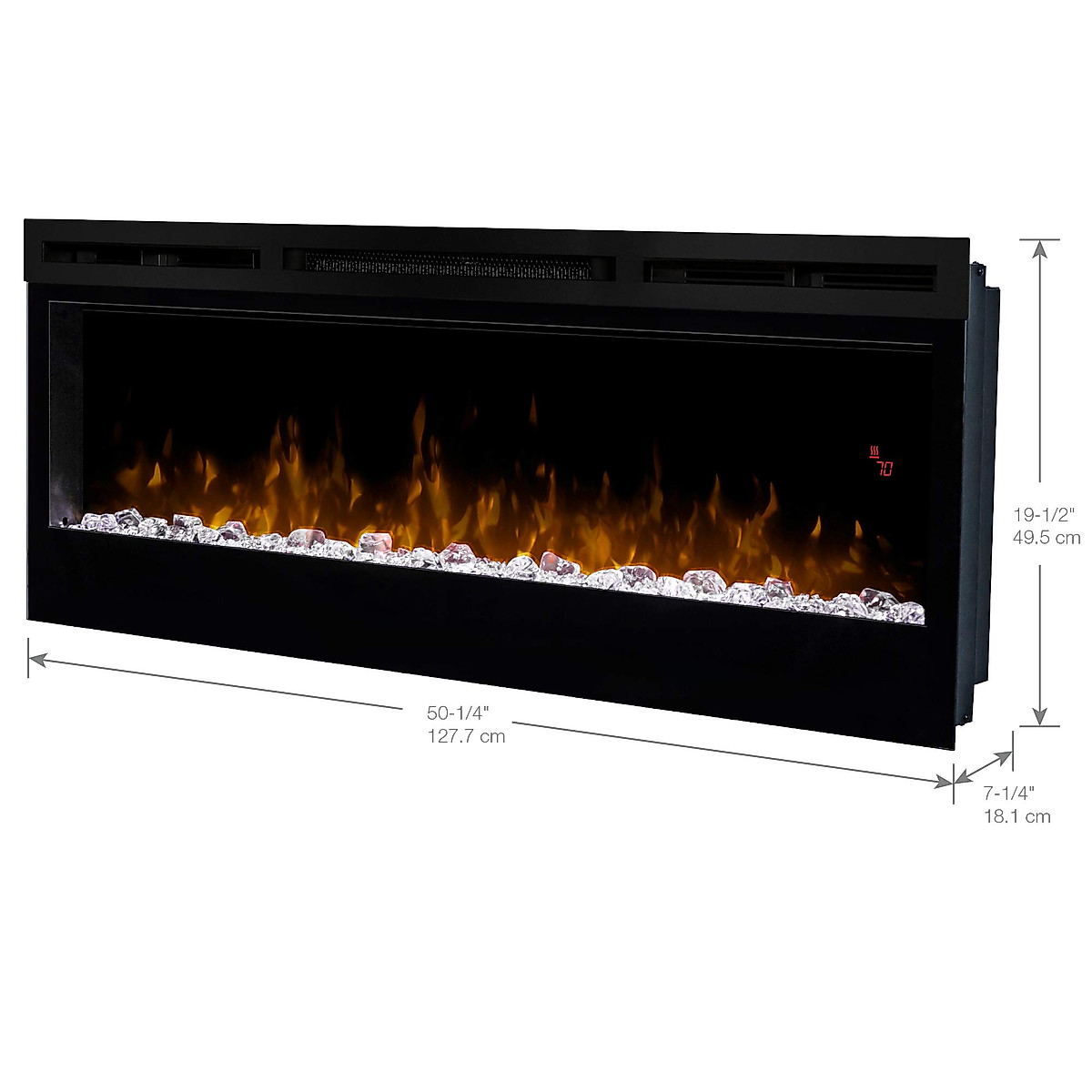 Dimplex Prism 50" Wall-Mounted Linear Electric Fireplace with Acrylic Ember Bed (Model: BLF5051), 4197 BTU, 120 Volt, 1230 Watt, Black
