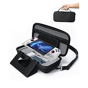Wiilkac Carrying Case for ASUS ROG Ally, Protective Hard Shell Travel Case Built-in Foldable Stand & Charger Storage Impact-Resistant for Steam Deck Console Accessories
