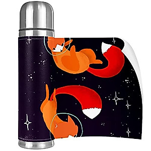 Insulated Water Bottle,Thermos for Hot Drinks,cartoon space fox,Coffee thermos Stainless Steel Water Bottle