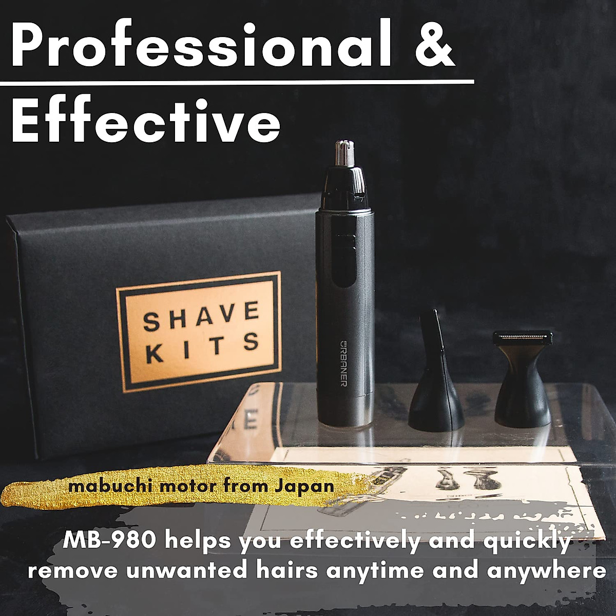 URBANER Beard Trimmer for Men, Waterproof Grooming Kit, Portable Nose and Ear Hair Clippers, 6 Pieces Set, Battery Included, Mustache Trimmer Gift for Men, MB-980