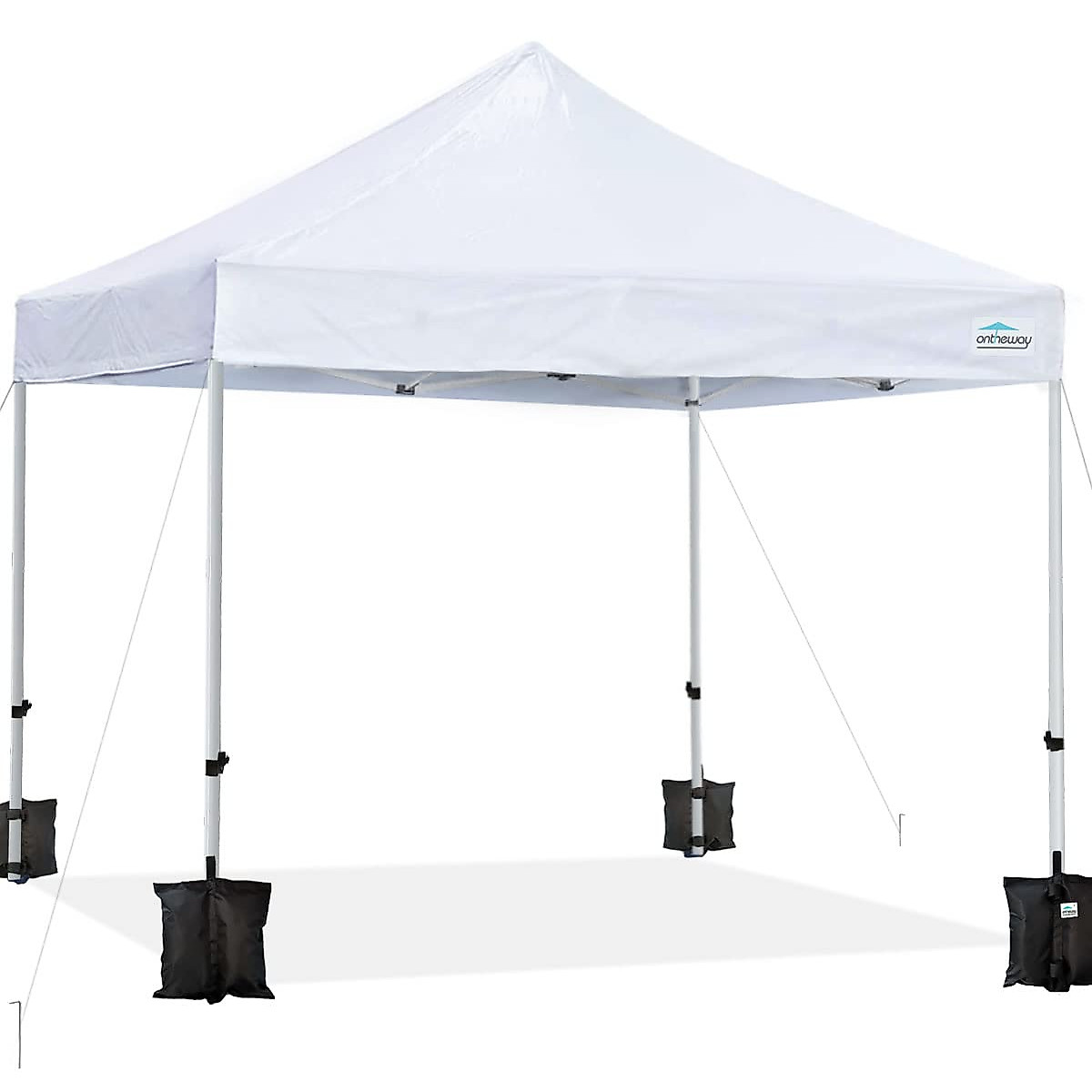 Ontheway 10'x10' Ez Pop-up Canopy Tent Commercial Instant Canopies with Roller Bag and 4 SandBags (White)