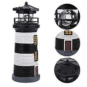 Naroote wosume Waterproof Easy to Install Automatic Rotating Light Rotating Lighthouse for Home(Black and White)
