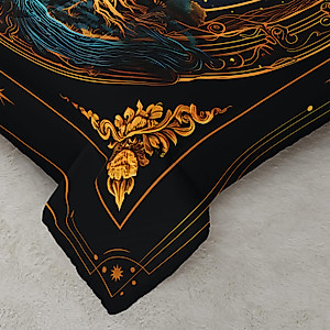 AILONEN Tree of Life Comforter Set Queen Size, Retro Golden Pattern Moon Tree Bedding Set for Room Decor,Soft Bohemian Sparkling Tree Duvet Set,1 Quilt and 2 Pillowcases,3-Piece