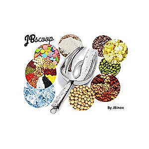 JBscoop Stainless Steel Scoop for ice, 9.6 Inch Metal Food Scoop Kitchen Bar Party Wedding Heavy Duty Dishwasher Safe - 8 Oz