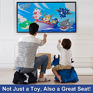 iPlay, iLearn Bouncy Pals Toddler Animal Hopper Toys, Kids Plush Blue Hopping Horse, Inflatable Ride on Dragon W/Pump, Indoor Outdoor Jumper, Birthday Stocking Gift 18 24 Month 2 3 4 Year Old Boy Girl