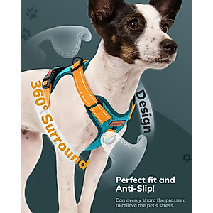 MIDOG Dog Harness, No-Pull Pet Harness and Leash Set for Small Medium Large Dogs Walking, No Choke Front Clip Dog Reflective Harness, Adjustable Soft Padded Pet Vest with Easy Control Handle (Blue,XL)