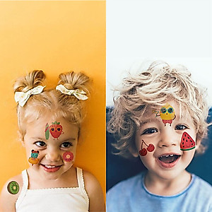 Ooopsiun Summer Glitter Fruit Temporary Tattoos for Kids - 110 Glitter Styles,Watermelon Strawberry Pineapple Tattoos Sticker for Boys Girls Birthday Party Favors
