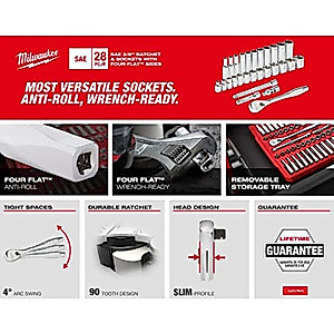 3/8" 28 Pc Ratchet & Socket Set with PACKOUT™ Organizer