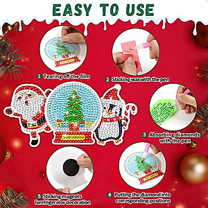 20 Pcs Christmas Diamond Painting Magnets Xmas Refrigerator Magnets Diamond Stickers Happy Holiday Diamond Painting Kits Diamond Art for Car Mailbox Kitchen Christmas Decorations Gifts