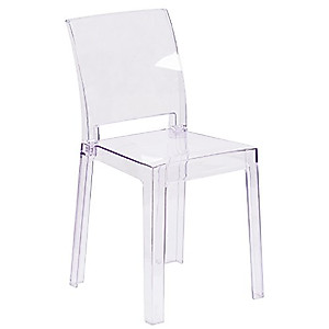 Flash Furniture Emilie Ghost Chair with Square Back in Transparent Crystal