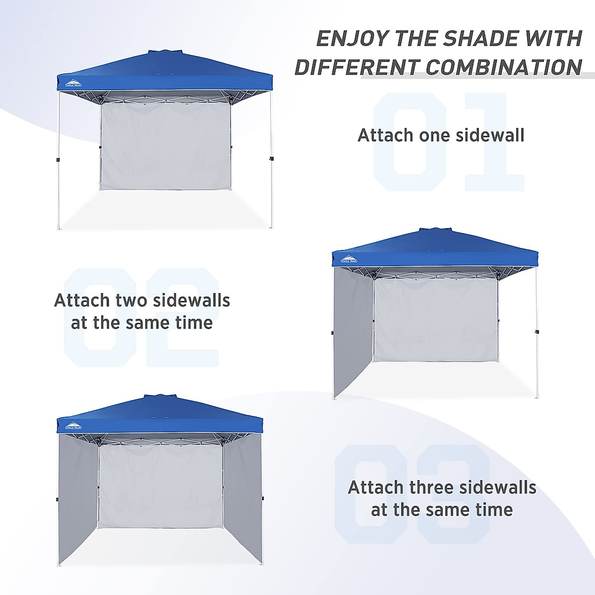 EAGLE PEAK Sunwall/Sidewall for 10x10 Straight Leg Canopy only, 1 Sidewall, Blue