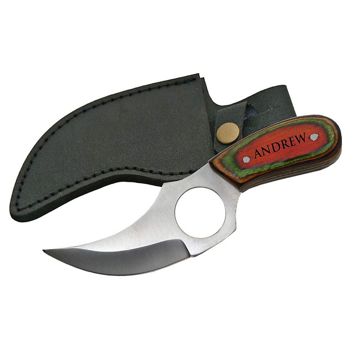 GIFTS INFINITY Personalized Laser Engraved Fix Blade 6" MULTI COLOR HND SHORT SKINNER W/SHEATH Knife Fathers Day, Graduation Gifts, Gifts for Men Free Engraving