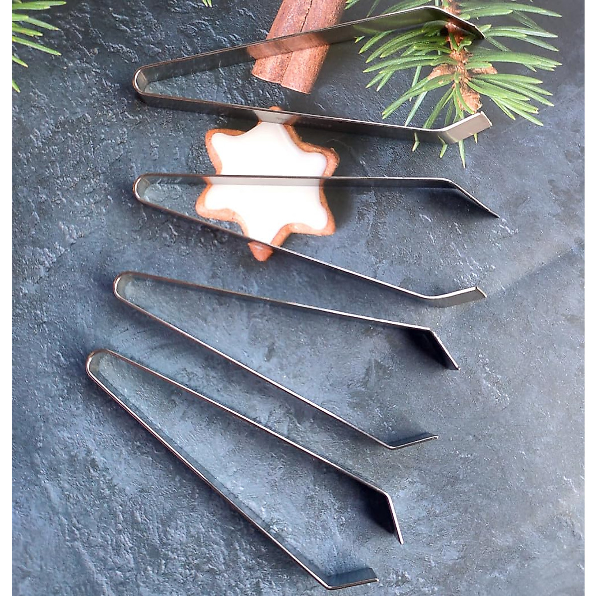 Stainless Steel Fish Bone Tweezers Flat and Slant Pliers Set, Kitchen Cooking Tweezers Meat Hair Remover Tool for Home and Restaurant (4 Pack)