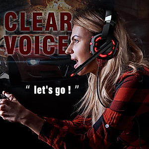 Gaming Headset, Over-Ear Headset with 7.1 Surround Sound, Gaming Headphones with Noise Canceling Mic, LED Light, Compatible with PS5, PS4, Xbox, PC…